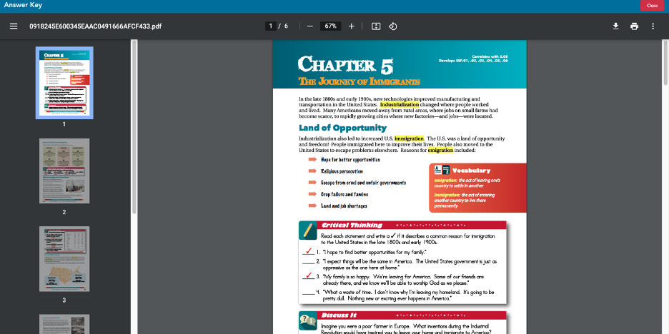 Answer Keys for Teachers