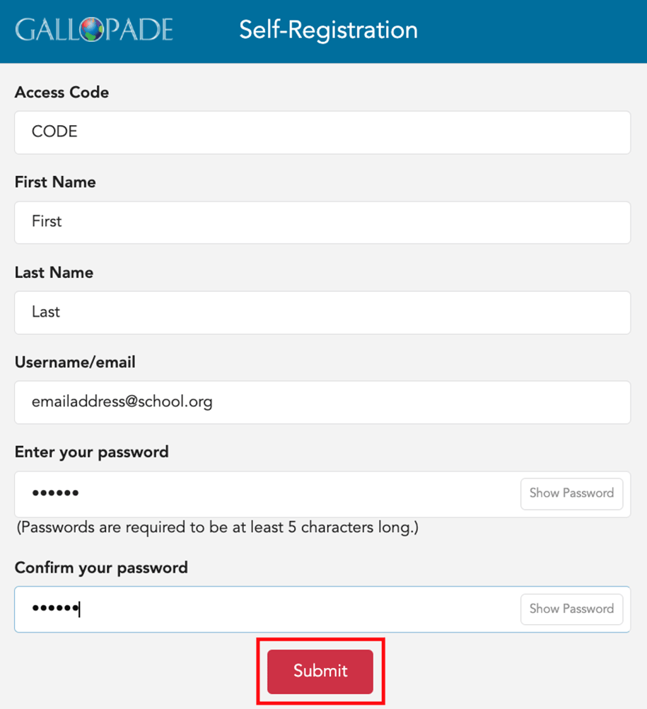 New Teacher Registration with an Access Code