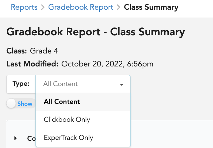 The Gradebook Report for Teachers