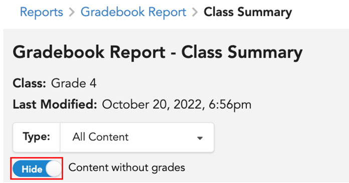 The Gradebook Report for Teachers
